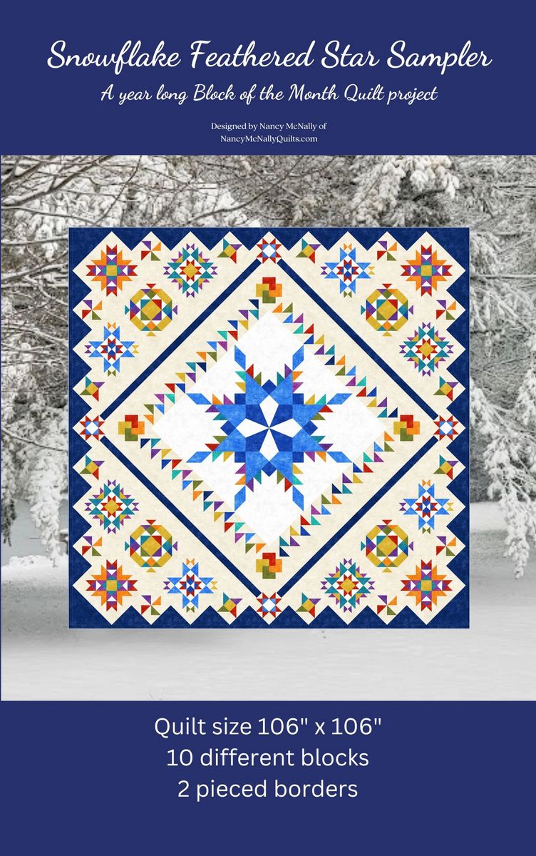 Snowflake Feathered Star Sampler Quilt Pattern snowflake-feathered-star-sampler-quilt-pattern